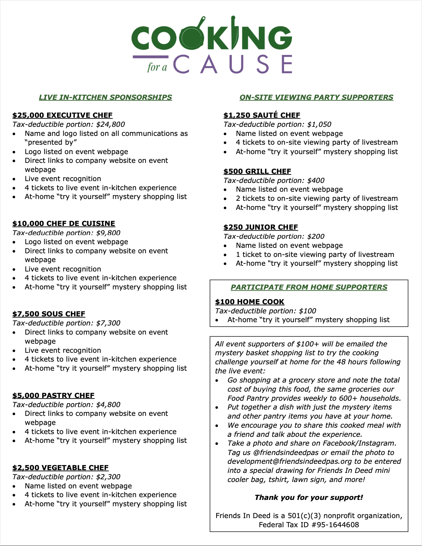 Cooking for a Cause - Friends In Deed
