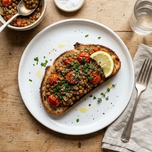 Savory Lentil and Tomato Toast - Friends In Deed